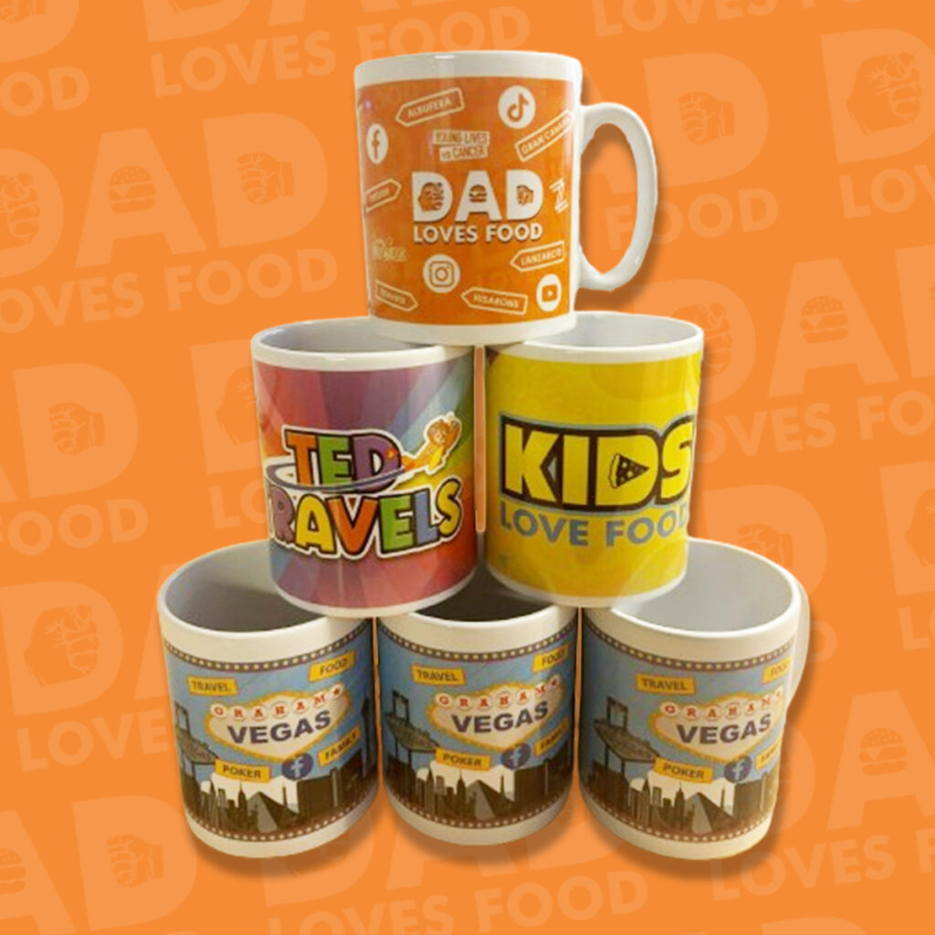 3 x Branded Mugs – Dad Loves Food